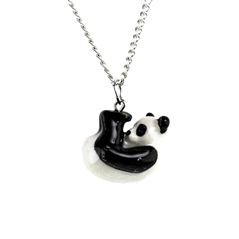 Roly Poly Panda Pendant - Porcelain Animal Jewelry — Little Critterz