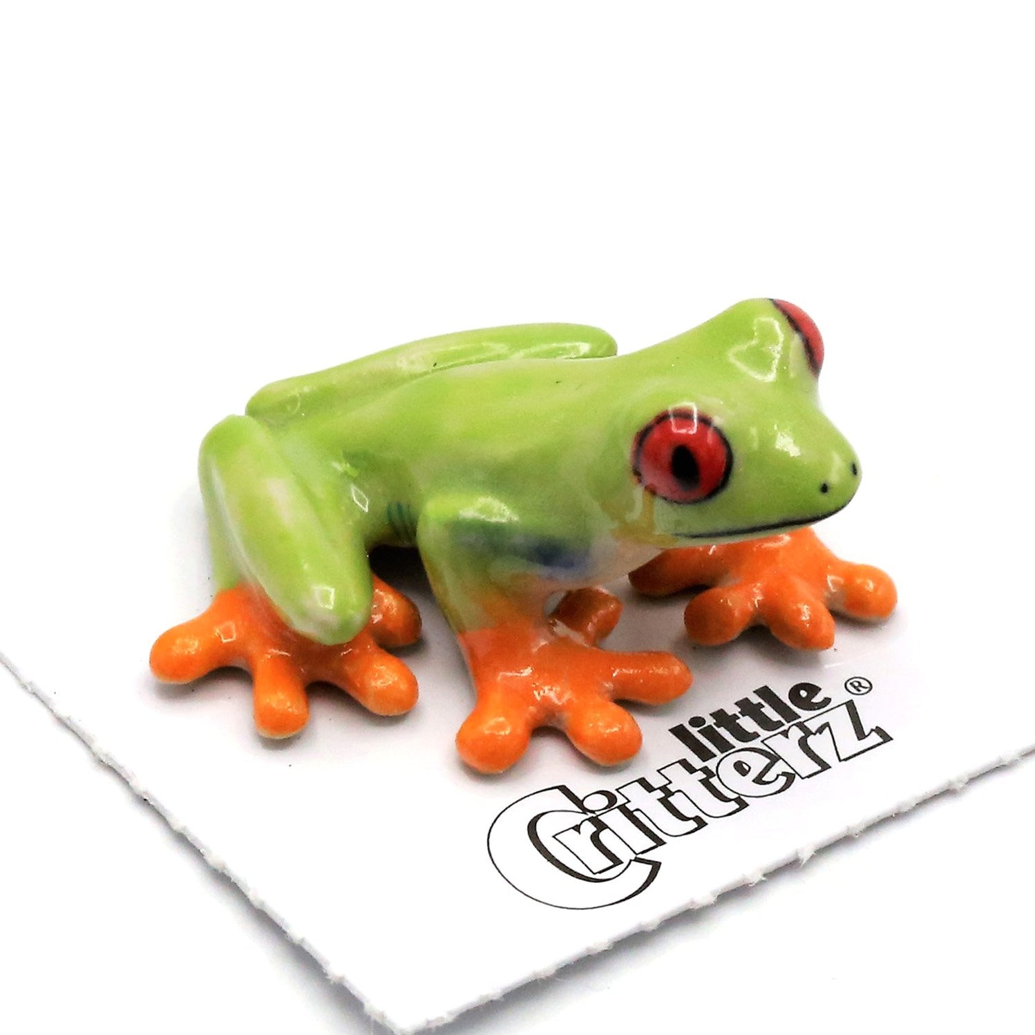 Porcelain Red-Eyed Tree Frog - Handcrafted Miniatures - Little Critterz