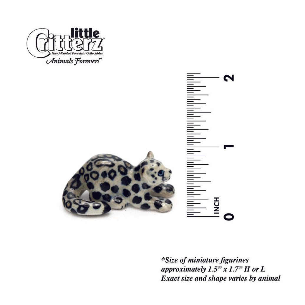 Snow Leopard Cub Porcelain Figurine - Big Cat Miniature Collectibles ...
