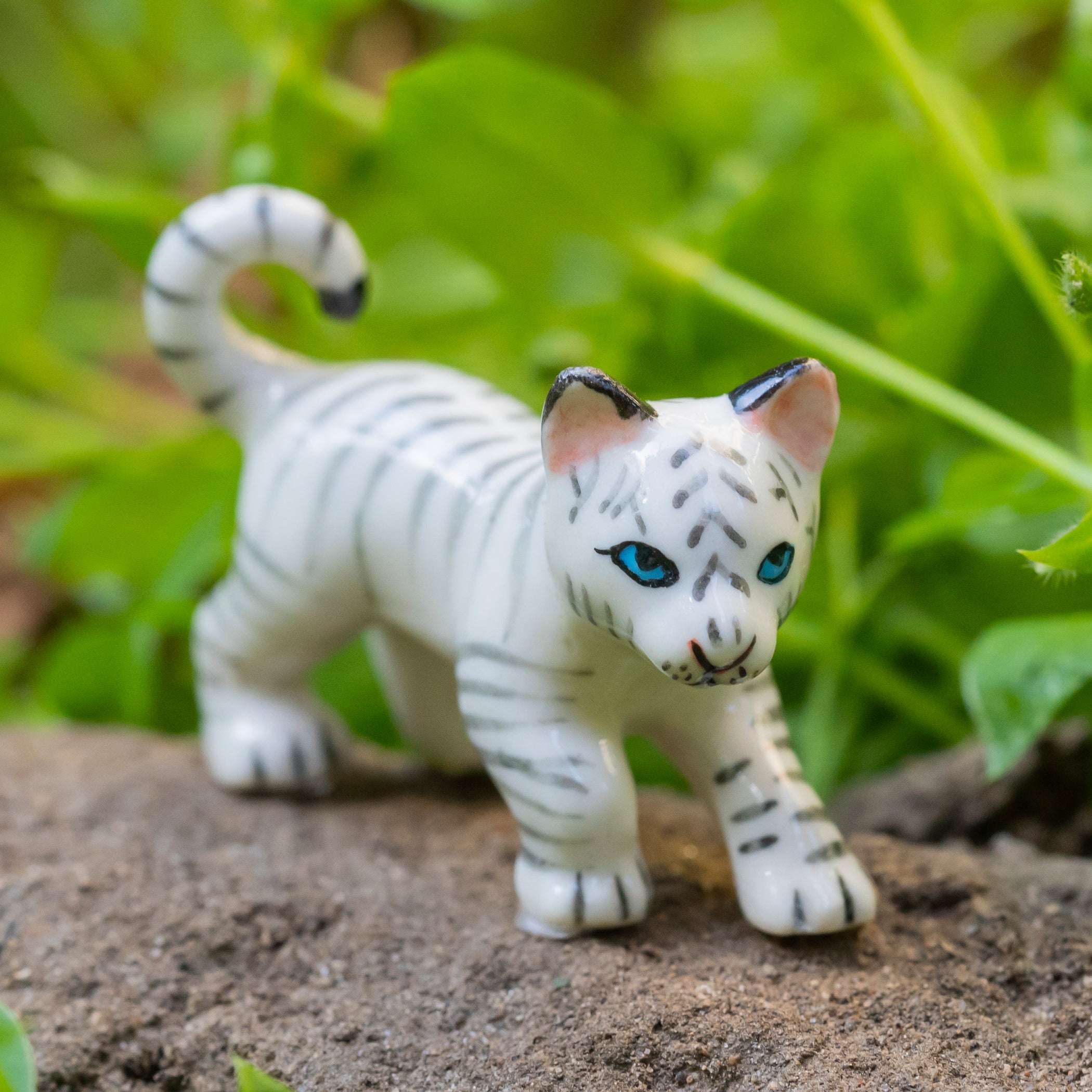White Tiger Cub Porcelain Figurine - Big Cat Miniature Collectibles ...