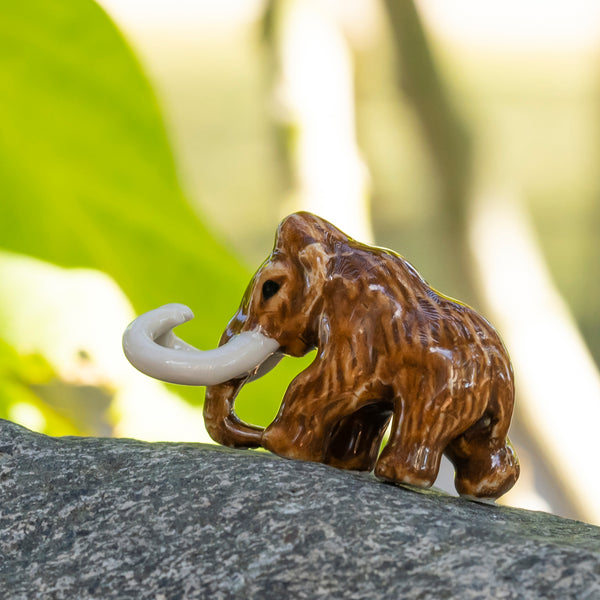 Porcelain Woolly Mammoth Figurine - Prehistoric Animal Miniatures