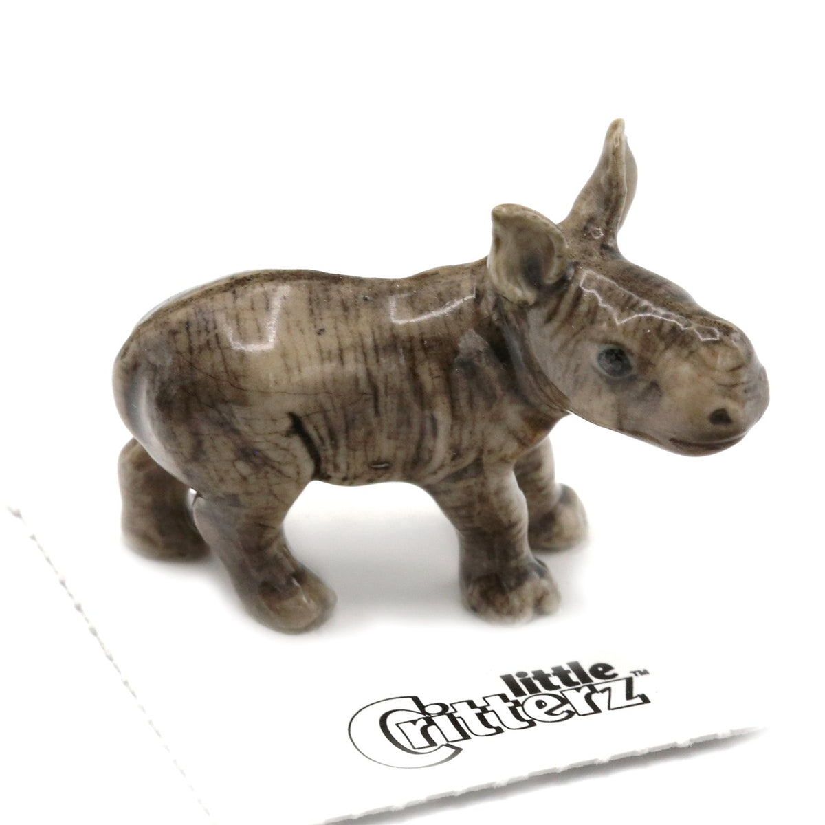 Collectible High Fired Porcelain Rhino Figurine - Little Critterz