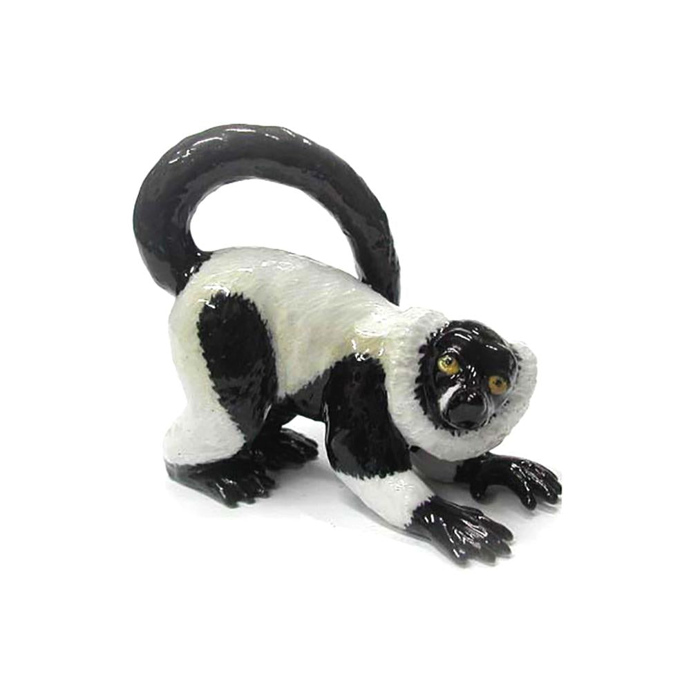 B&W Ruffed Lemur - Porcelain Animal Figurines — Little Critterz